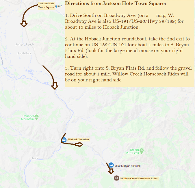 Location & Contact - Willow Creek Horseback Rides